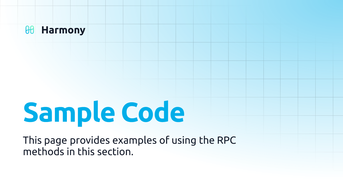 Sample Code | Harmony